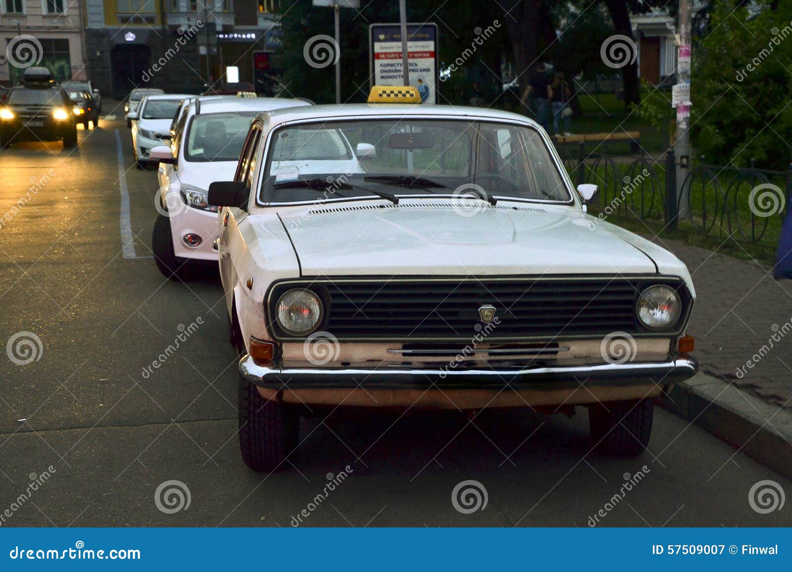 White Soviet Taxi Volga GAZ-24 Stock Image - Image of vintage, taxi ...