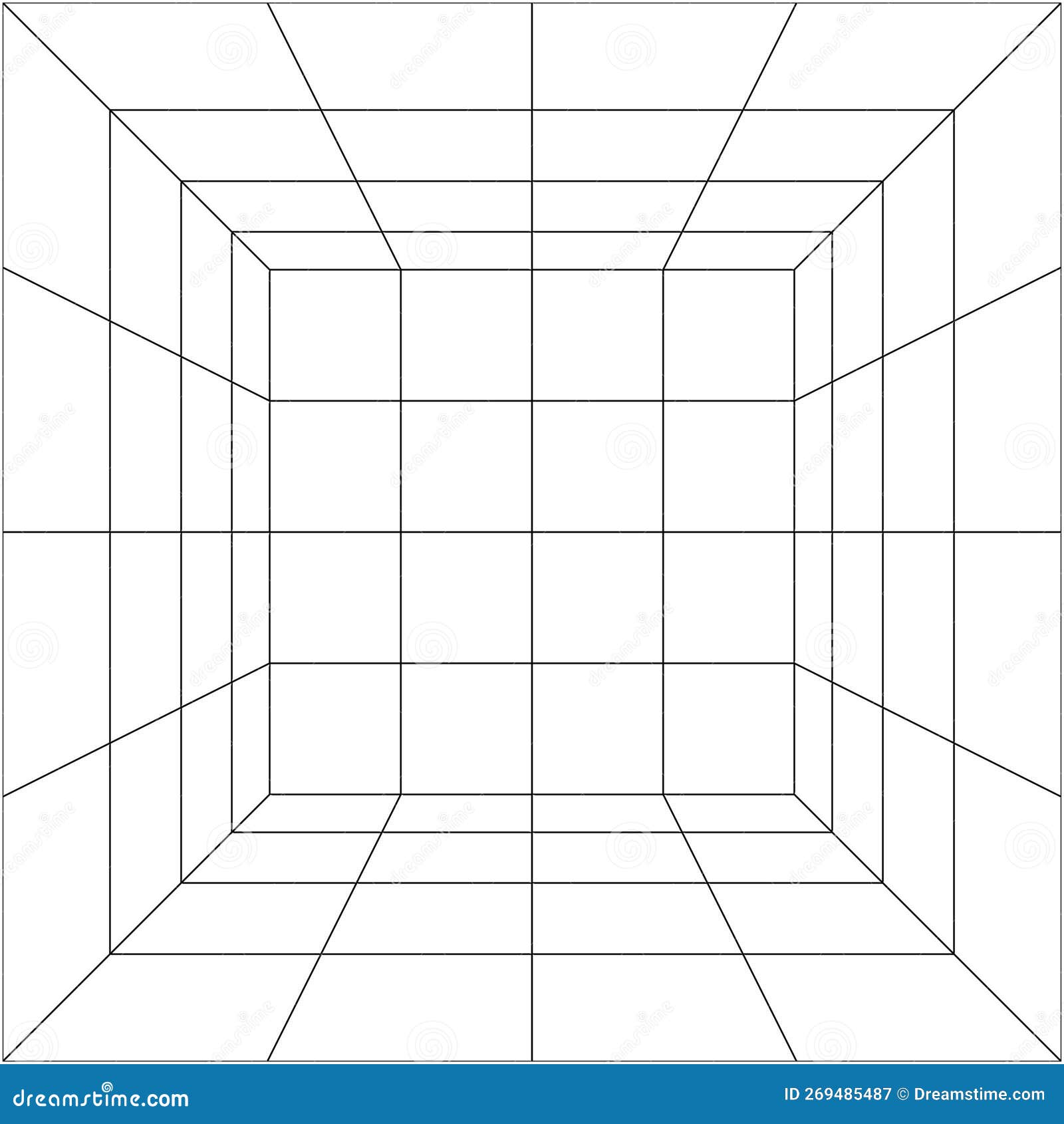 White Space with Perspective Grid Line, 3d Stock Illustration ...