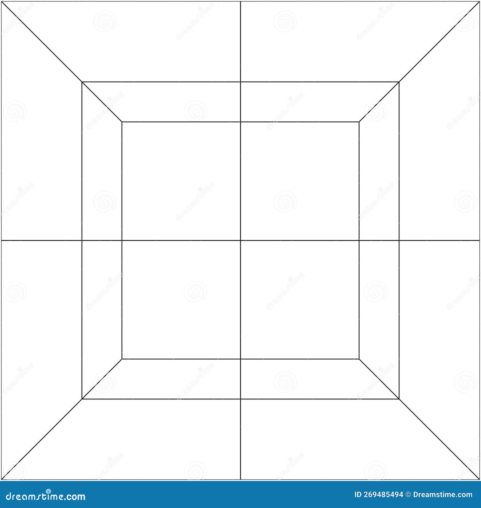 White Space with Perspective Grid Line, 3d Stock Illustration ...