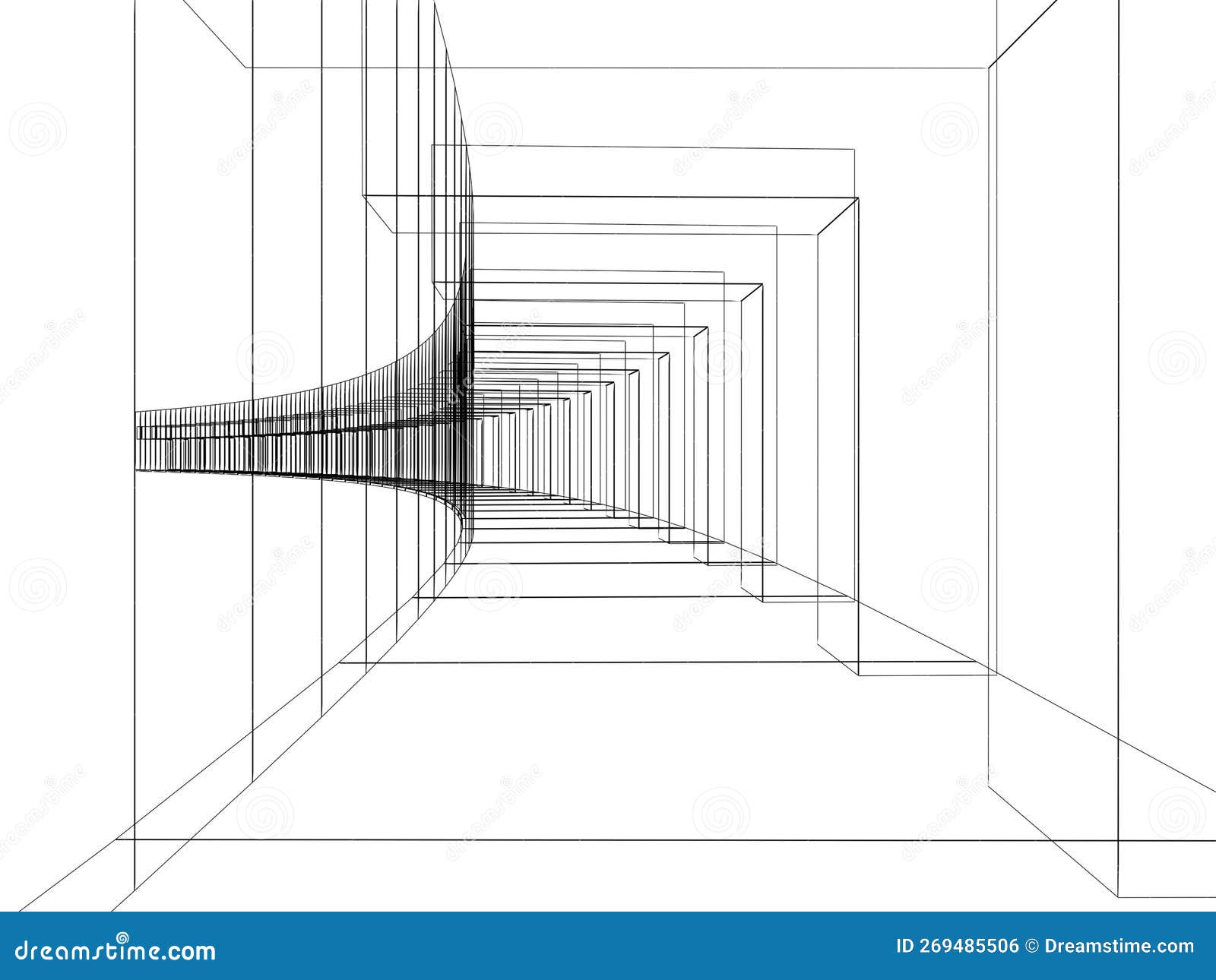 White Space with Perspective Grid Line, 3d Stock Illustration ...
