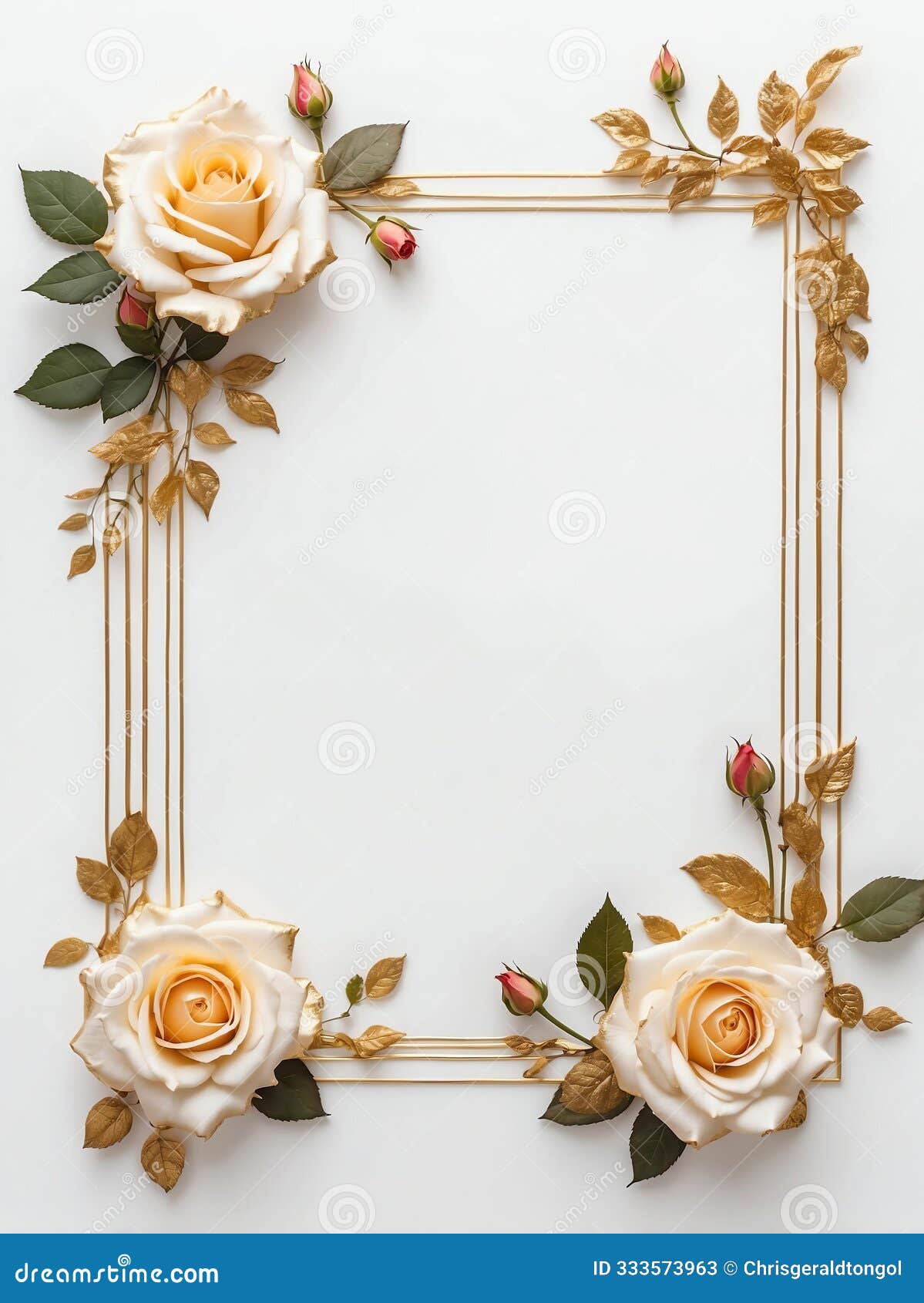 White Space for Text with Floral Border Ai Generated Stock Illustration ...