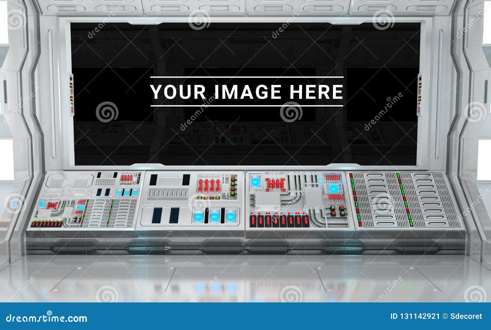 White Spaceship Interior With Isolated Window. Futuristic Spacecraft ...