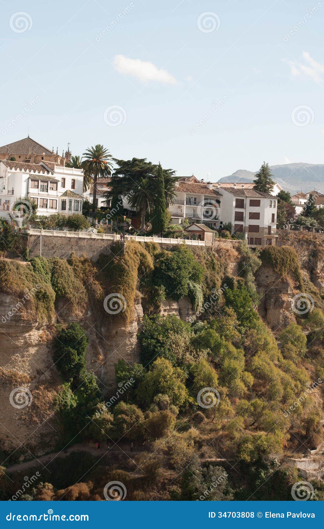 White Spanish Buildings Built on the Cliffs Edge at Ronda Stock Photo ...