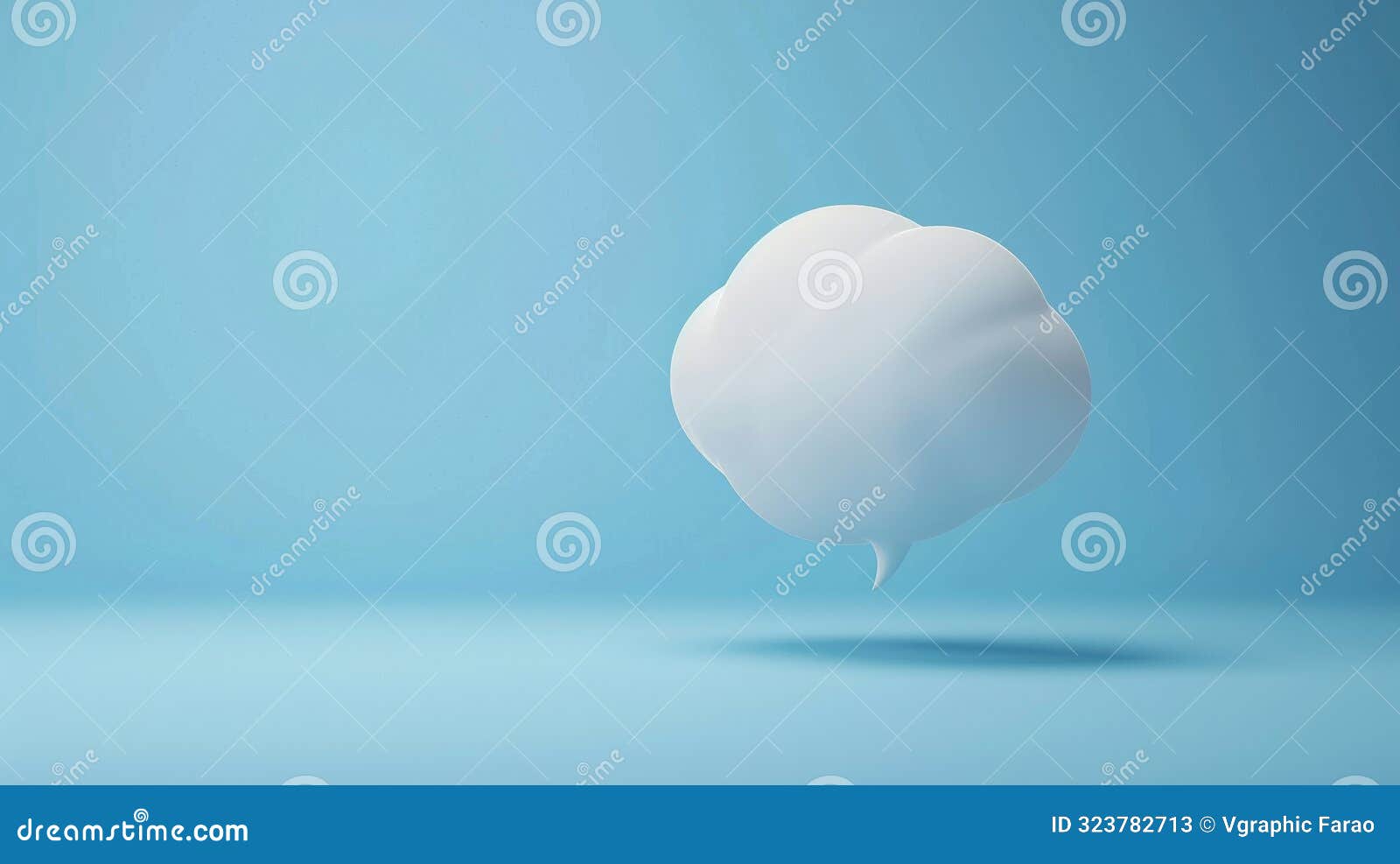 White Speech Bubble Floating in Mid-air on Blue Background Stock ...