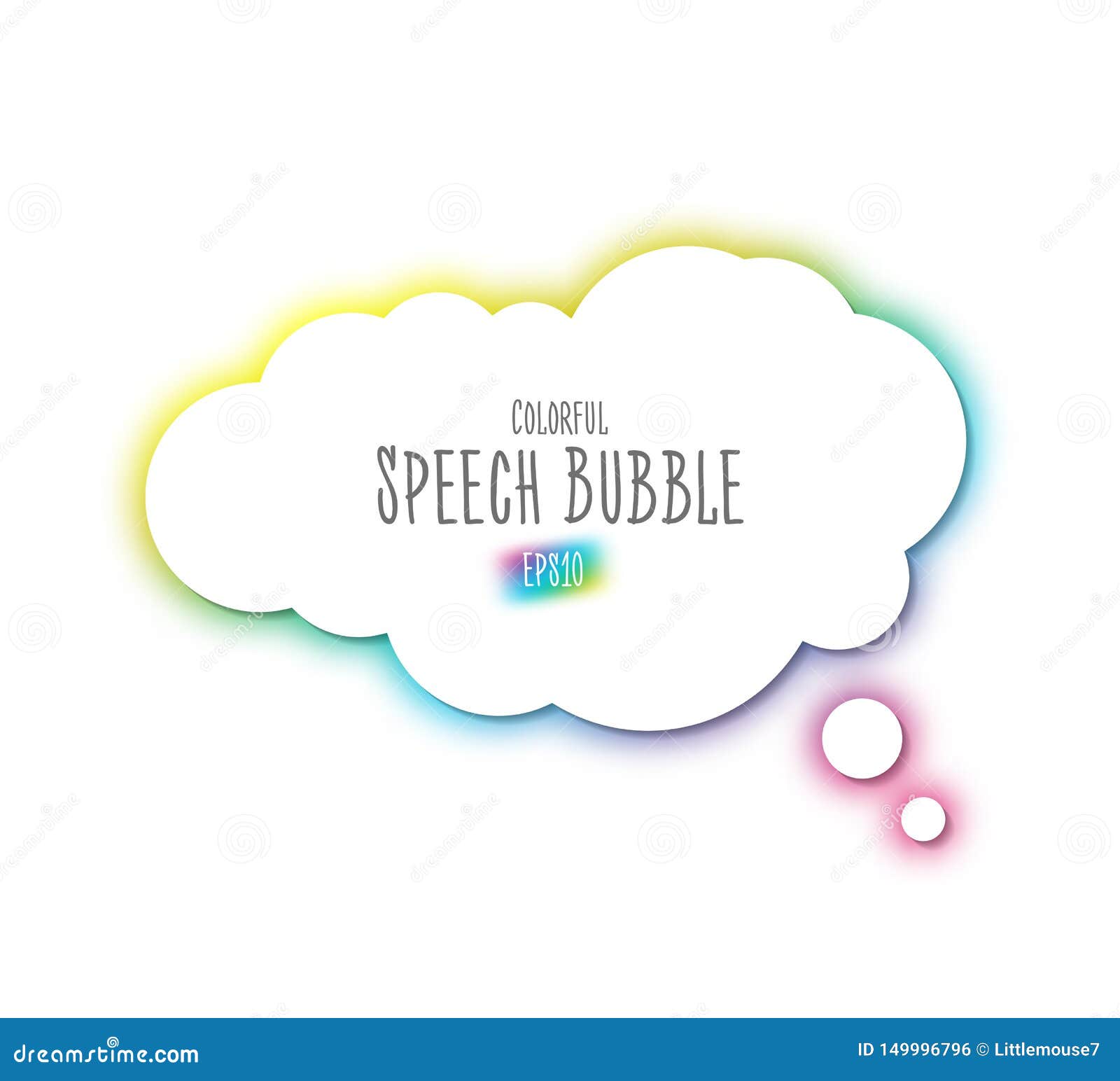 White Speech Bubble with Multi Colored Blurred Edges. Sticker of Dialog ...