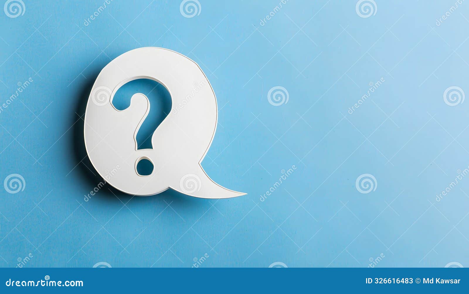 White Speech Bubble with Question Mark on Blue Background Stock ...