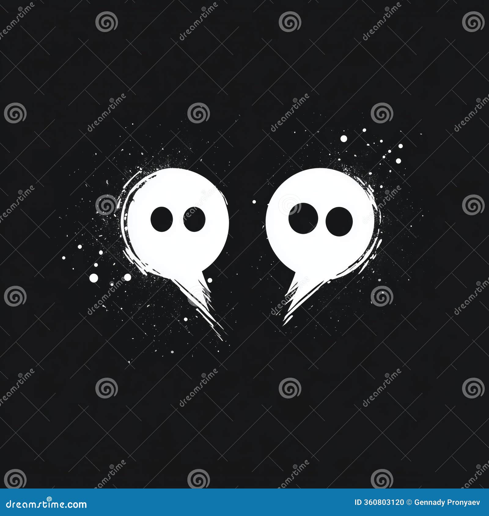 White Speech Bubbles on Black Background with Paint Splatter Design ...