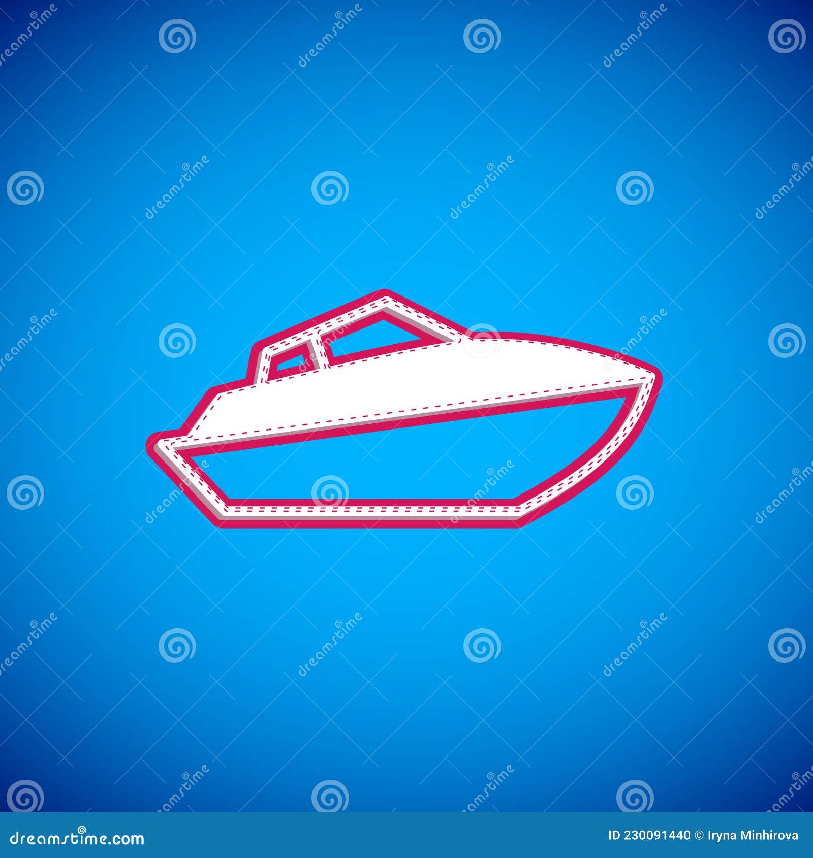 White Speedboat Icon Isolated on Blue Background. Vector Stock Vector ...