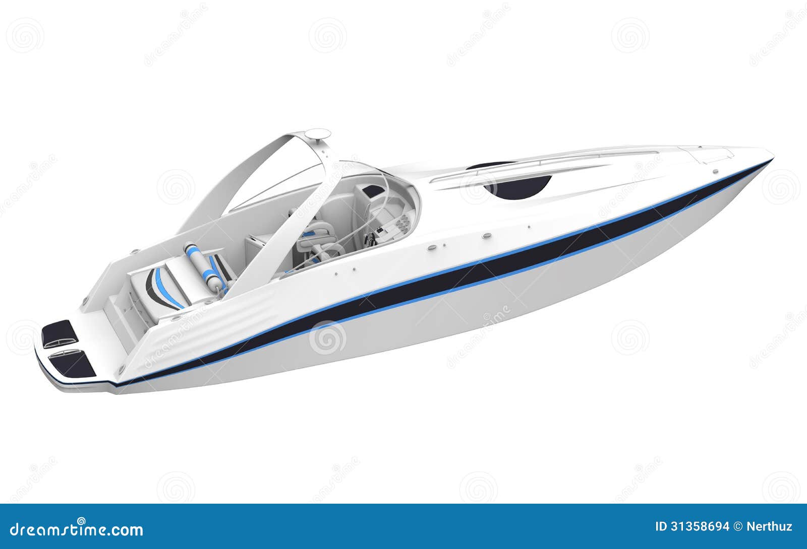 White Speedboat Isolated on White Background Stock Illustration ...