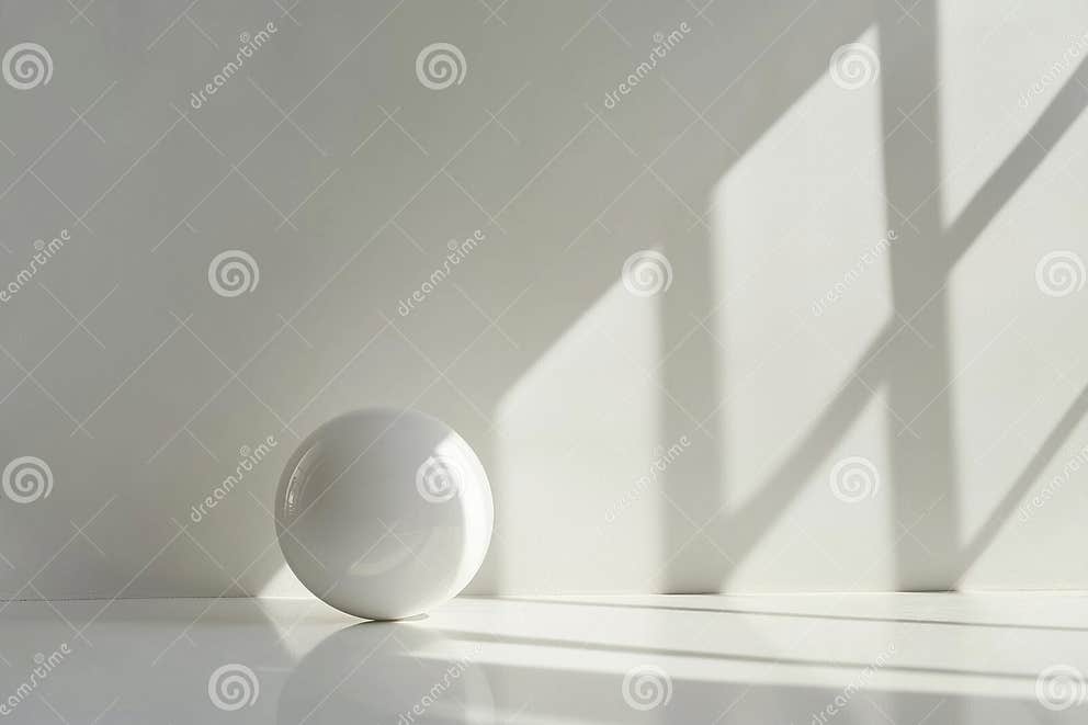 White Sphere Casting a Shadow on White Surface with Window Shadow Stock ...