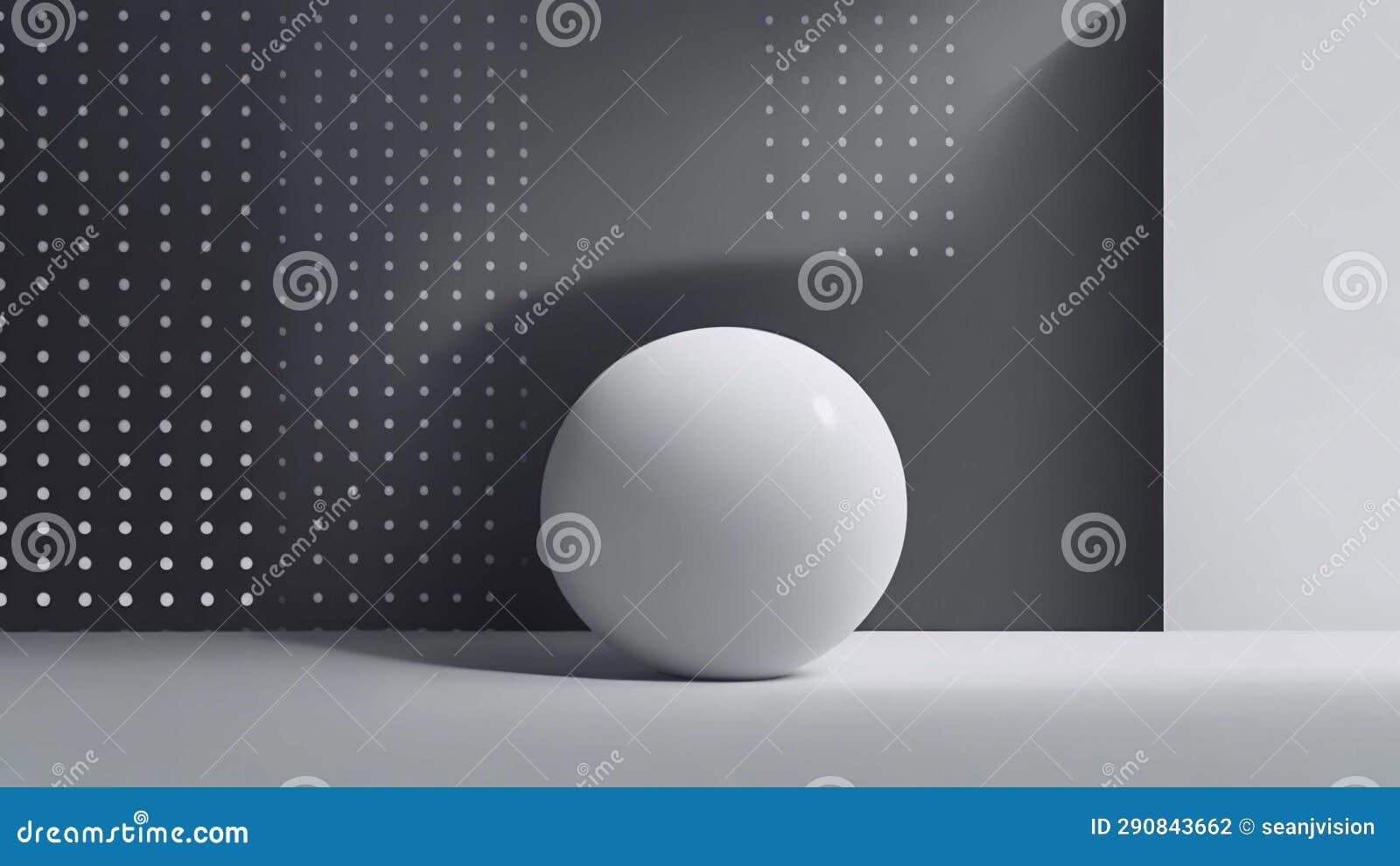 White Sphere on a Gray Background, White Dots, Abstract 3d Render ...