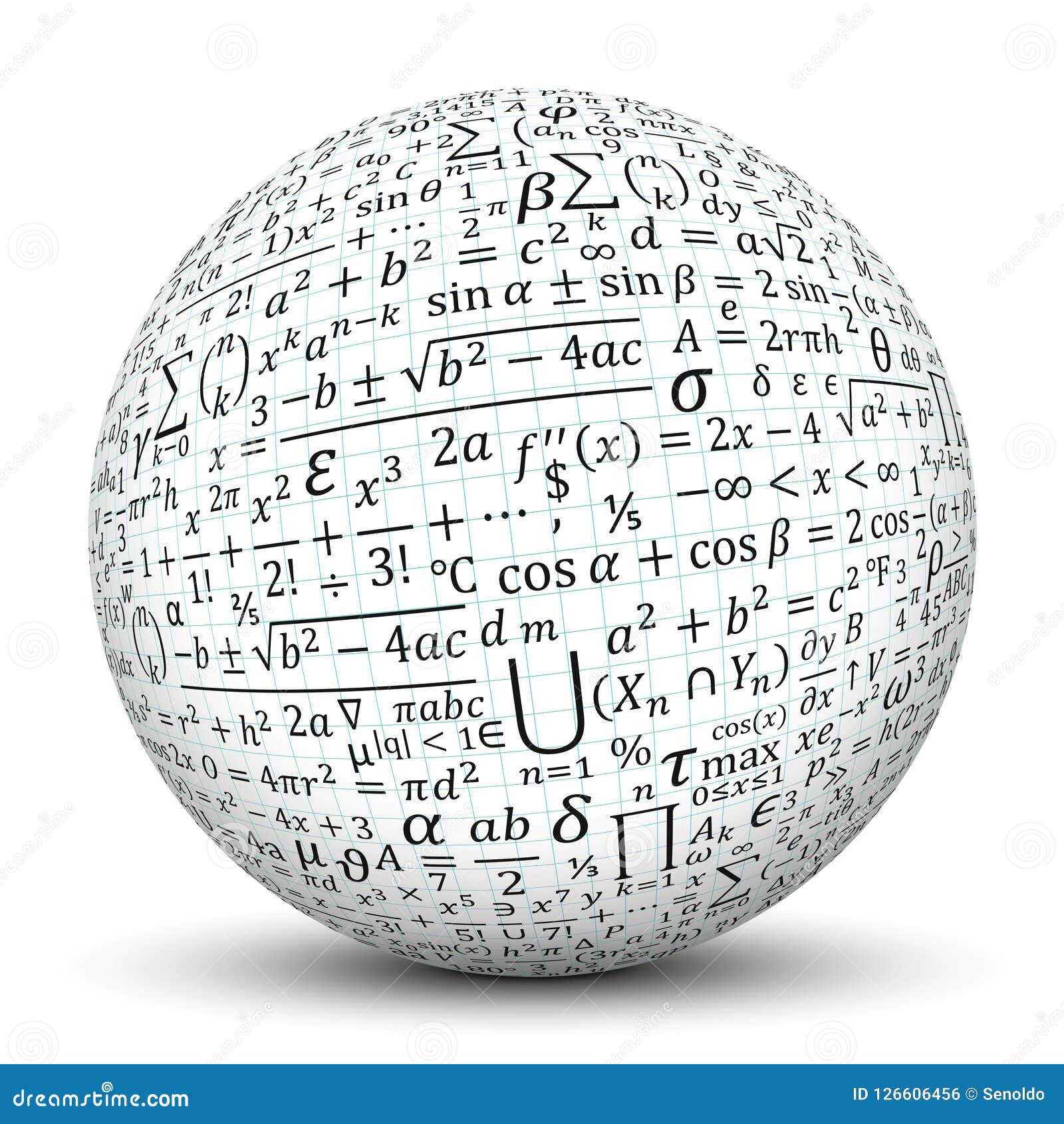 White Sphere with Math Symbol Texture Stock Illustration - Illustration ...