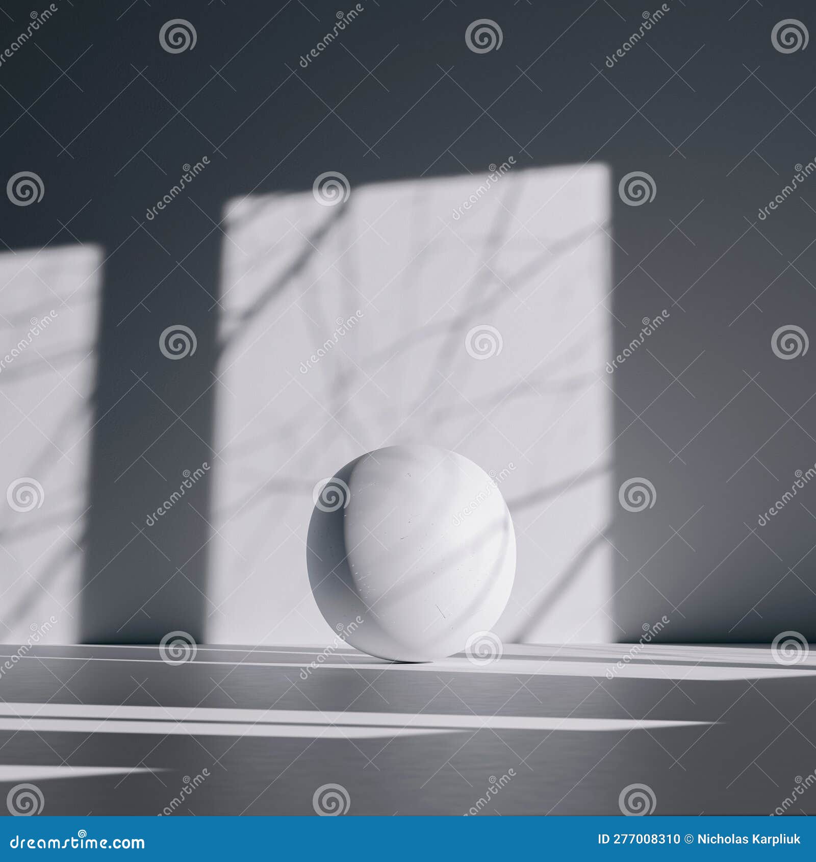 White Sphere Object Flying in the Middle of an Abstract White Interior ...