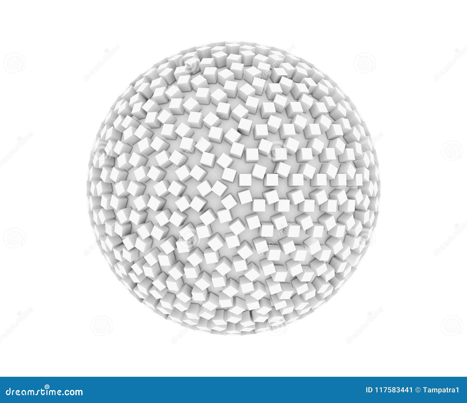 White Sphere Shape with Cubes for Technology Concept Isolated Stock ...