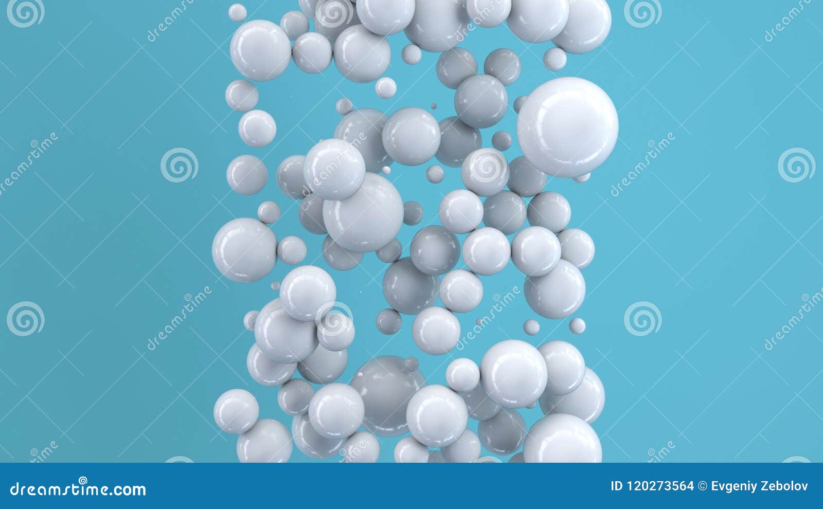 White Spheres of Random Size on Blue Background Stock Illustration ...