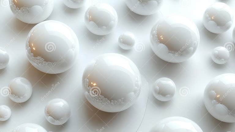 White Spheres on Smooth Surface Generative AI Stock Illustration ...