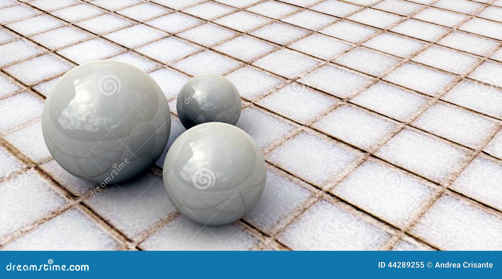 White Spheres on Tiled Floor Stock Illustration - Illustration of ...