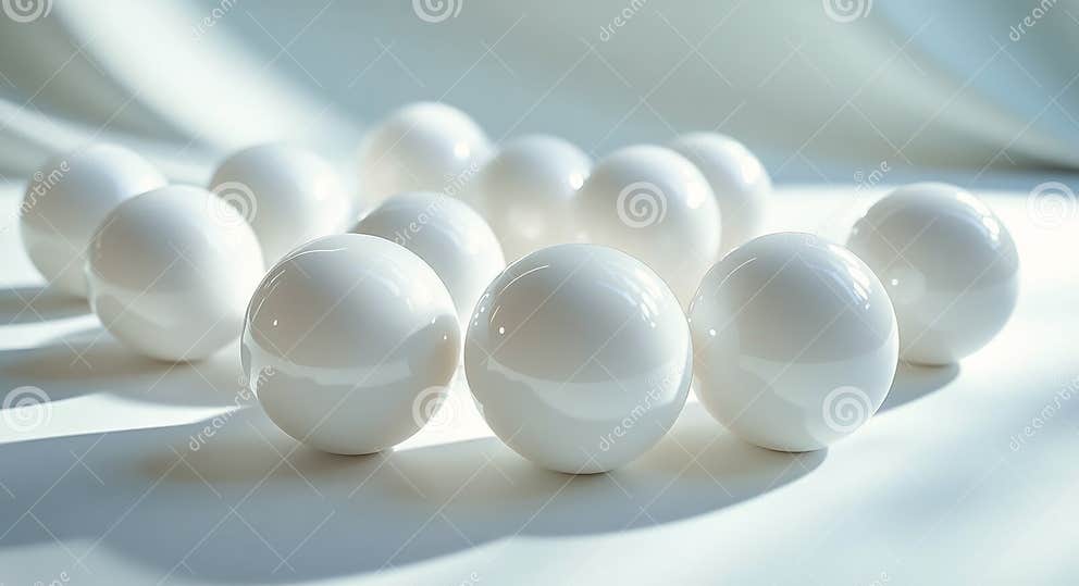 White Spherical Objects Arranged in a Pattern Under Soft Natural Light ...
