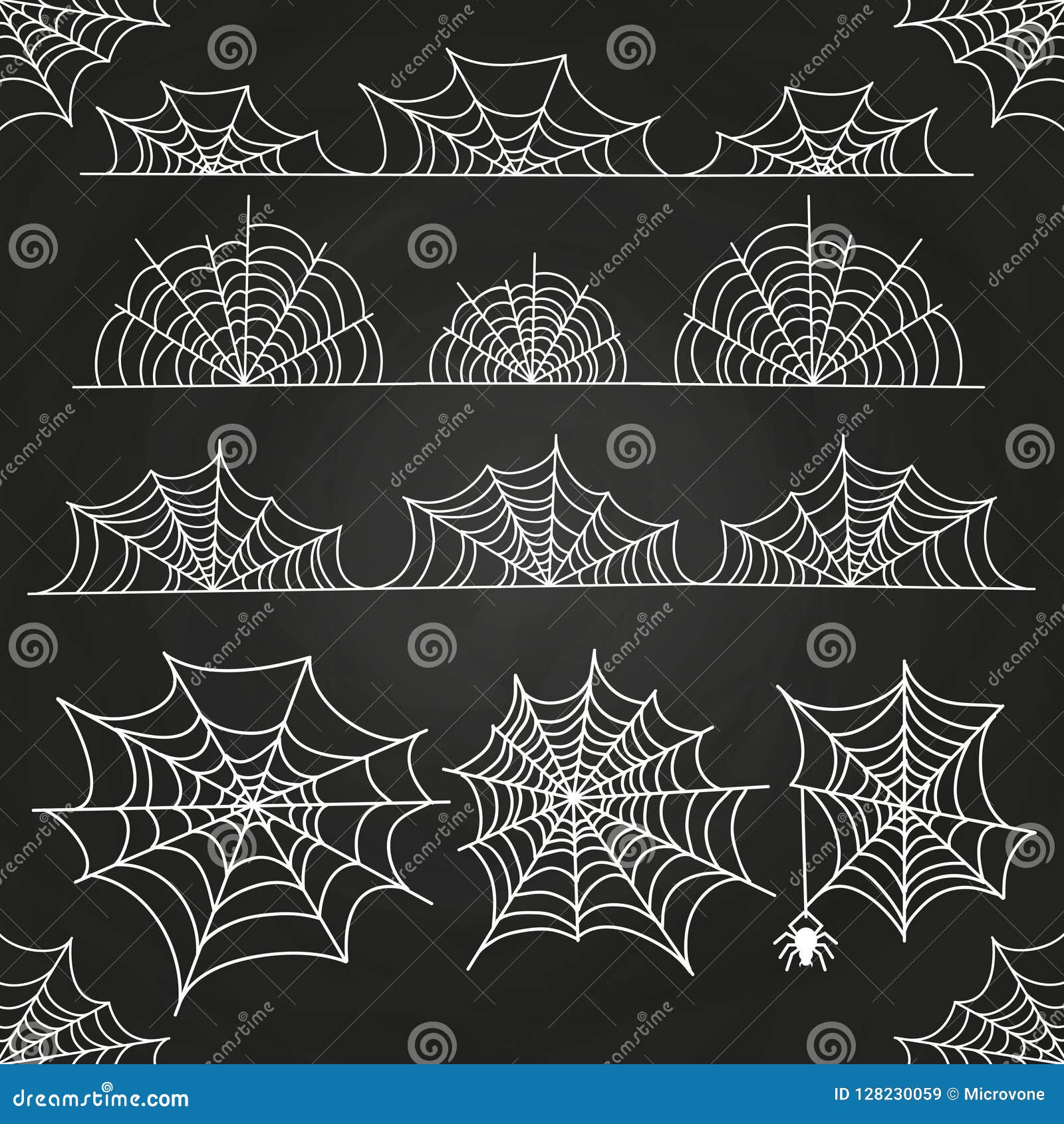 White Spider Web on Chalkboard Backdrop. Halloween Borders and Decor ...