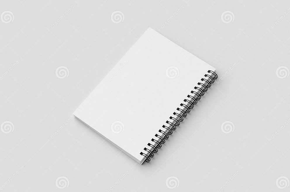 White Spiral Notebook Mockup, Backside Stock Photo - Image of cardboard ...