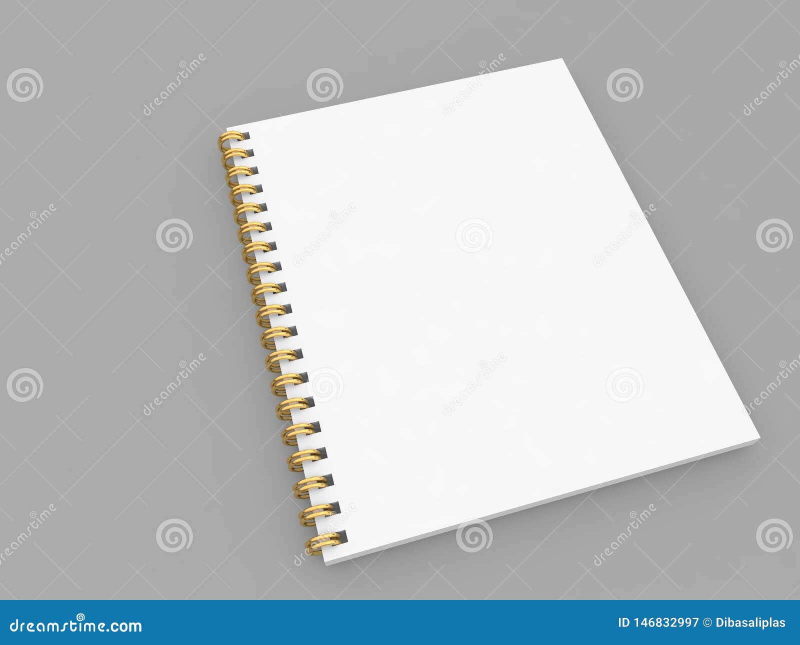 White Spiral Notepad Mockup on Gray Background. Stock Illustration ...