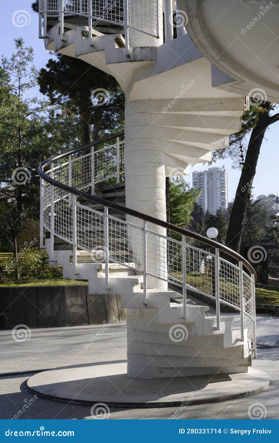 The White Spiral Staircase in the Park Stock Photo - Image of view ...