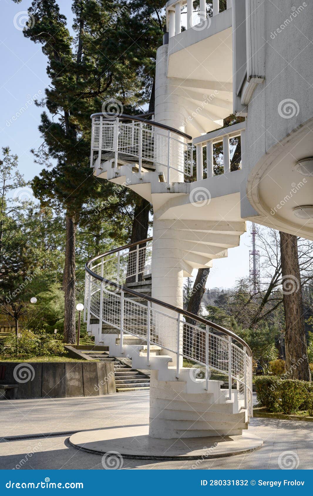 The White Spiral Staircase in the Park Stock Photo - Image of white ...