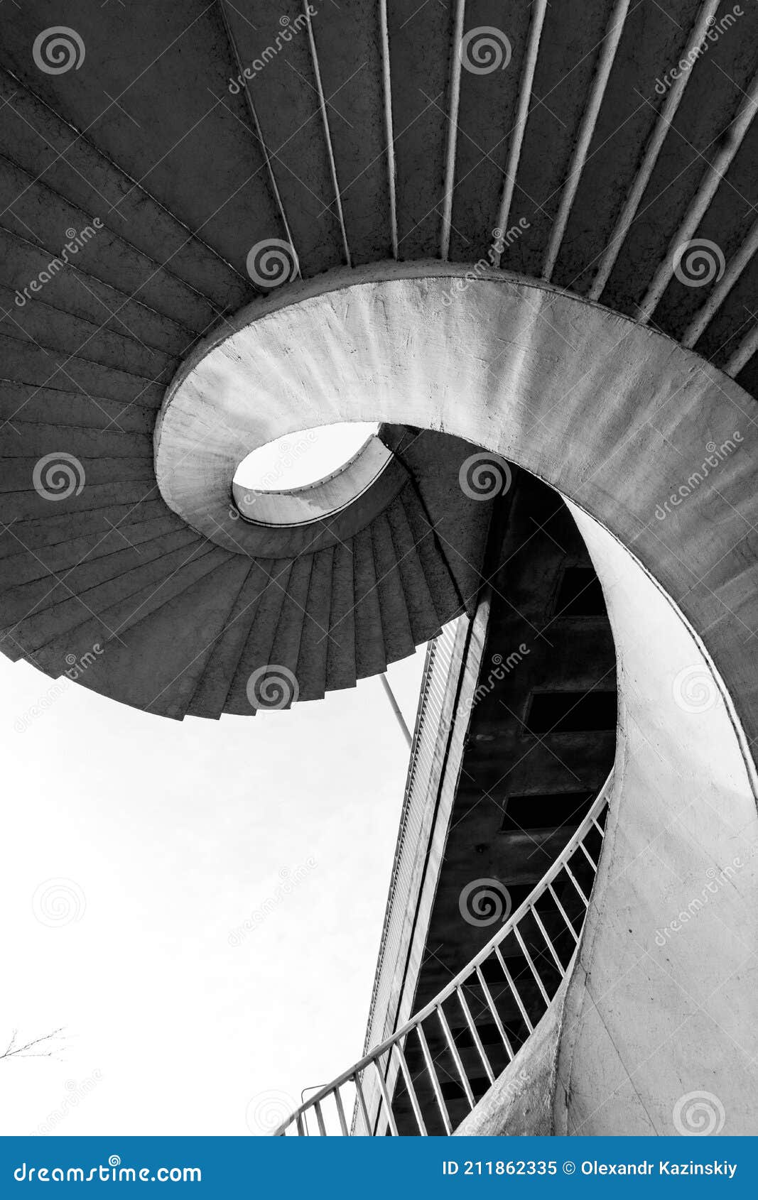 White Spiral Staircase in Perspective from Below Stock Image - Image of ...