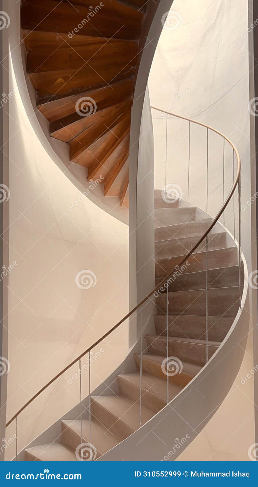 White Spiral Winding Staircase from an Elevated Perspective Stock ...