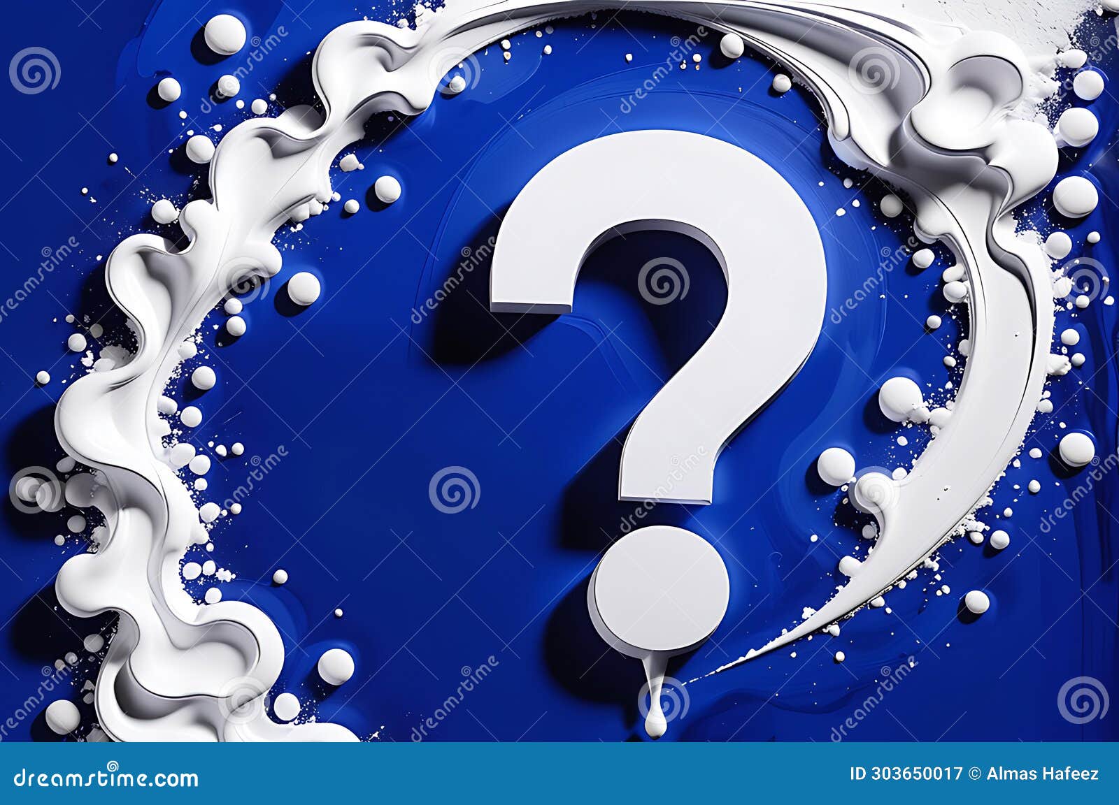 White Splash Shaped As a Question Mark, High Contrast Against a Cobalt ...