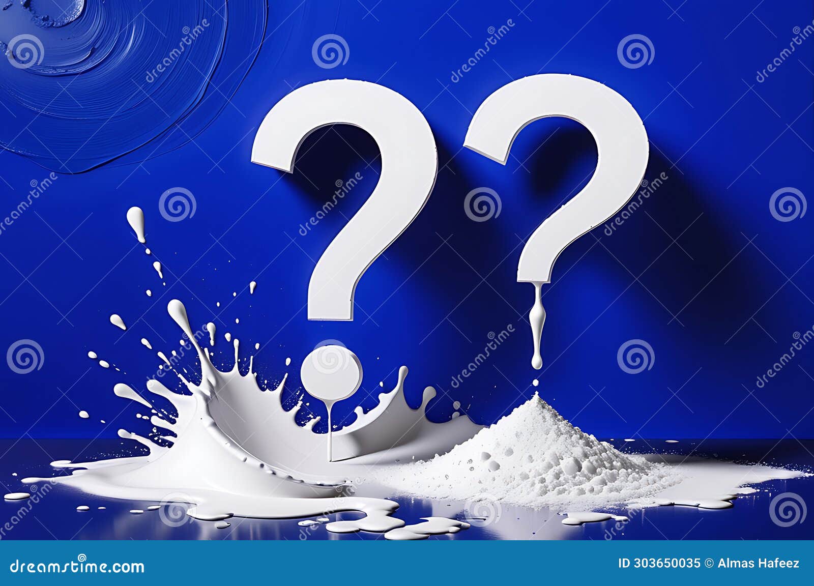 White Splash Shaped As a Question Mark, High Contrast Against a Cobalt ...