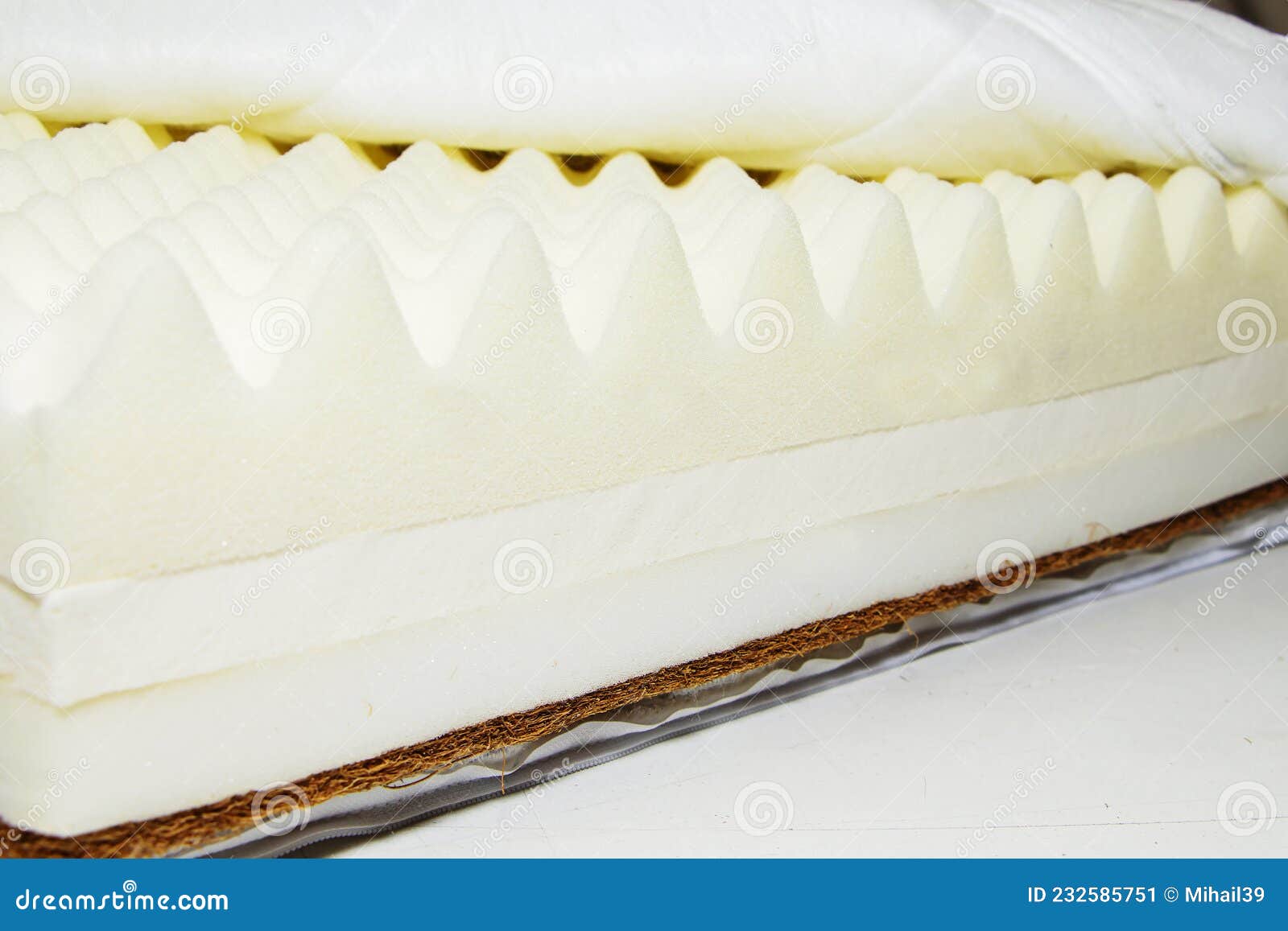 White Sponge Mattress Material Close-up. Inside the Mattress Stock ...