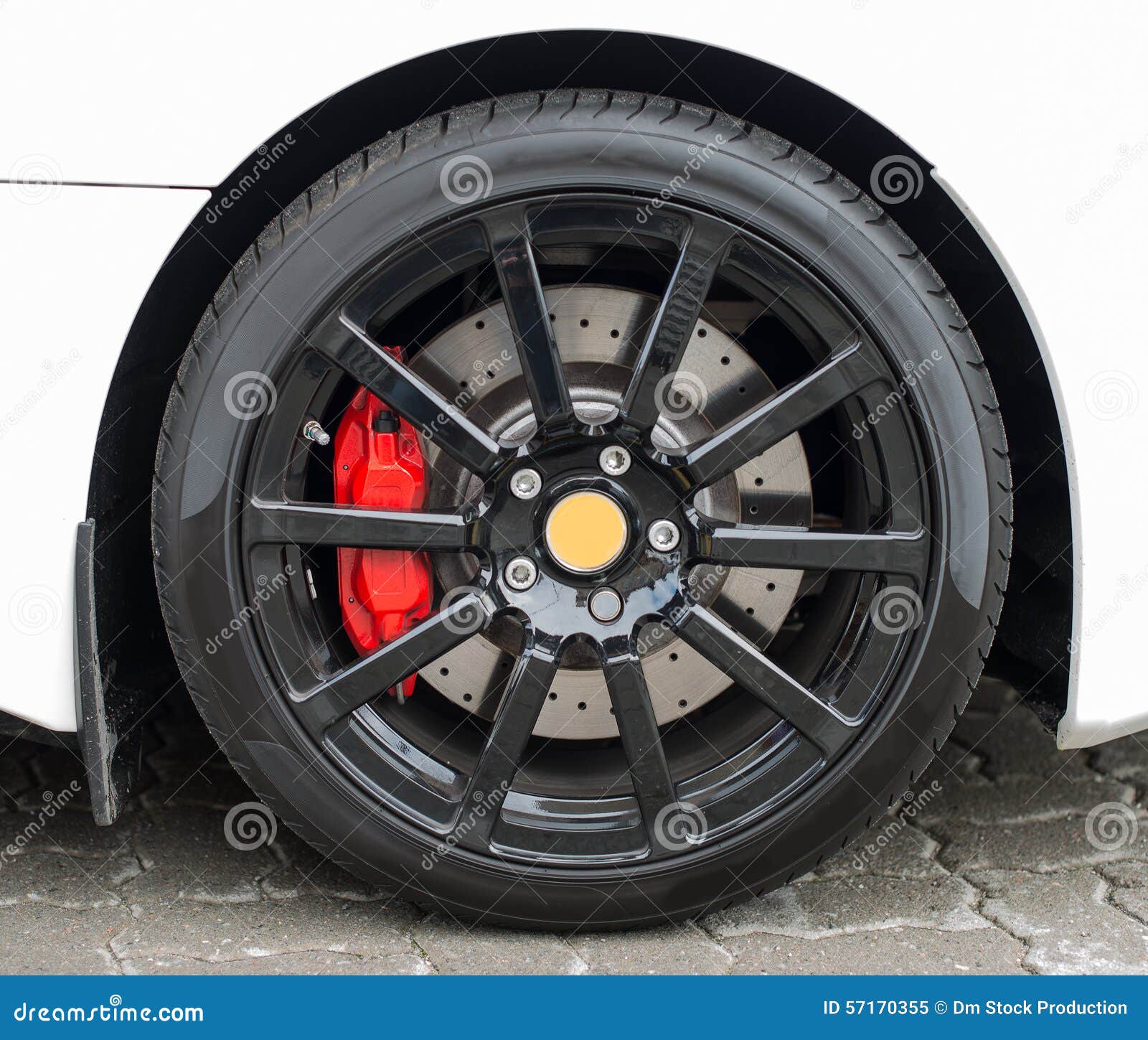 White sports car wheel. stock image. Image of modern - 57170355