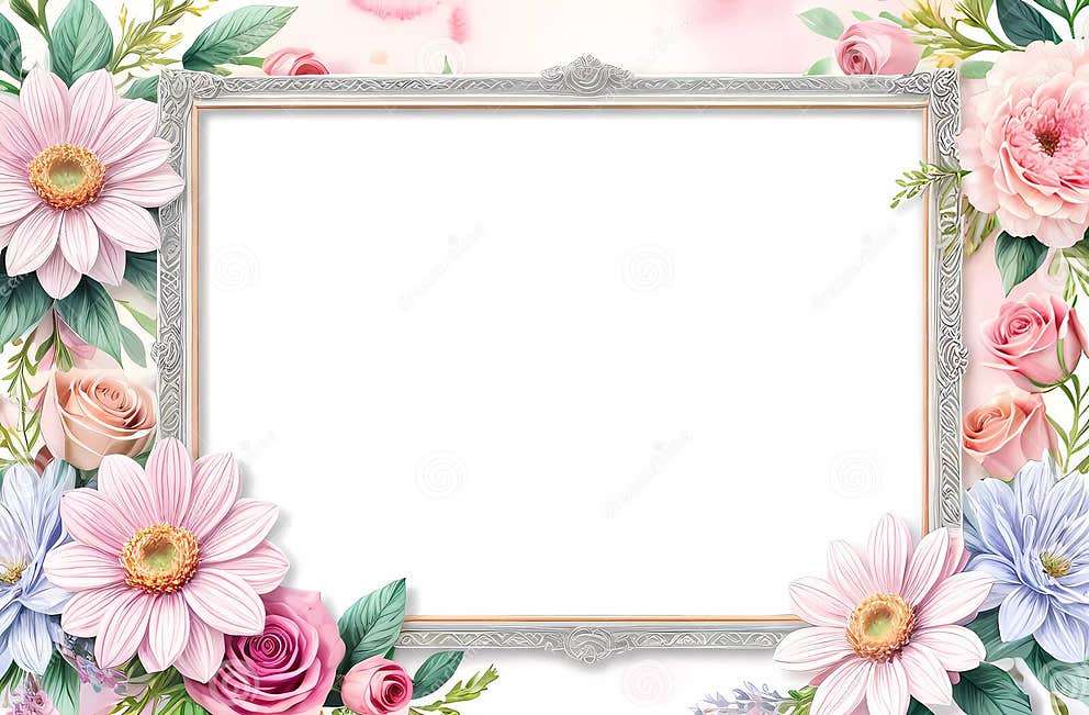 White Spring Background with Frame. Generative AI Stock Photo - Image ...