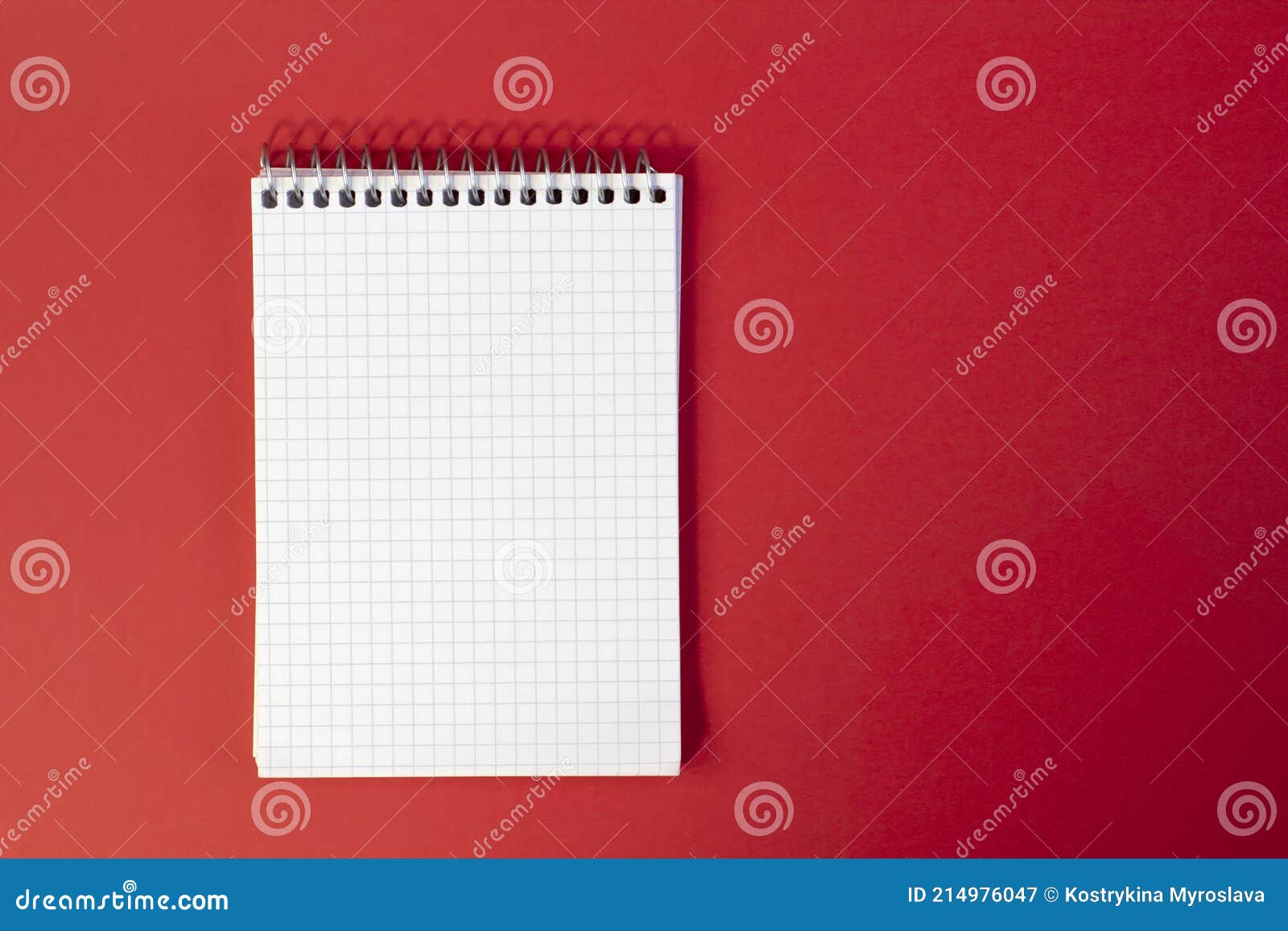 White Spring Notepad with Blank Space for Writing on Bright Red ...