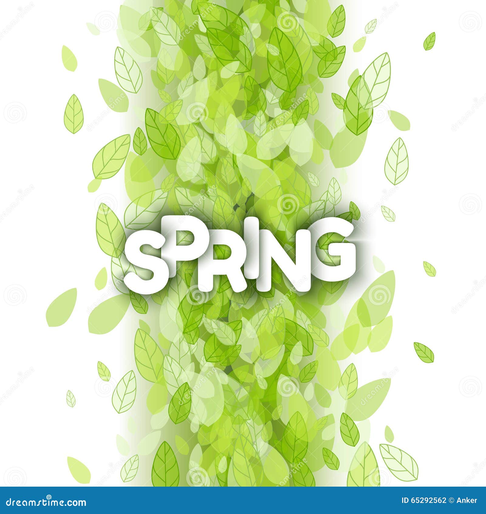 White Spring Sign Over Green Leaves Stock Vector - Illustration of ...