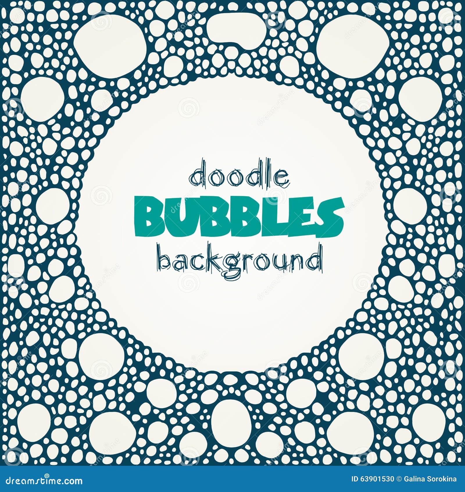 White Square Background with Blue Soap Bubbles Round Frame Stock Vector ...