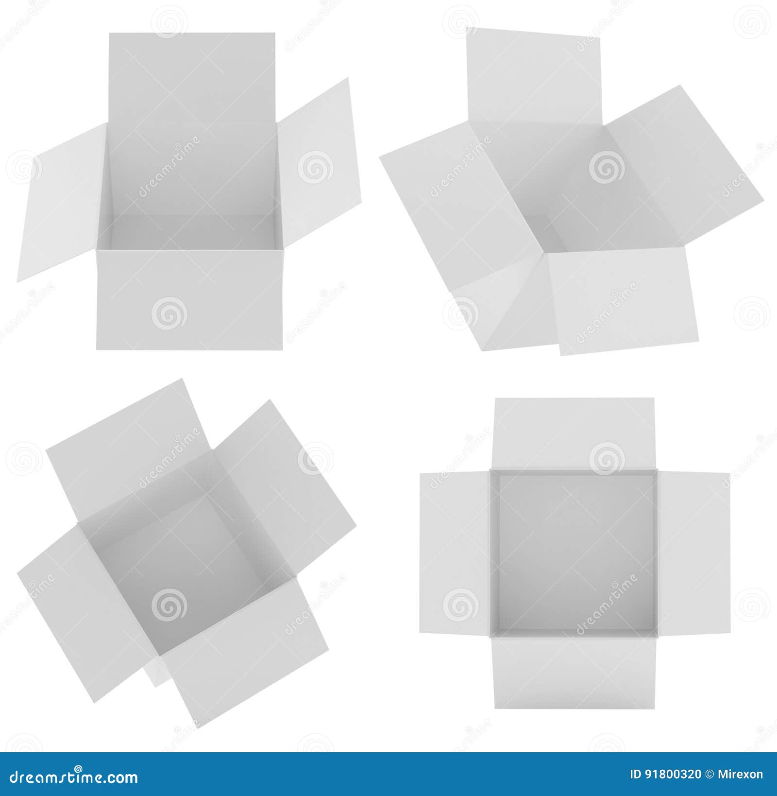 White Square Box Templates Set, Isolated On White Background. Paper ...
