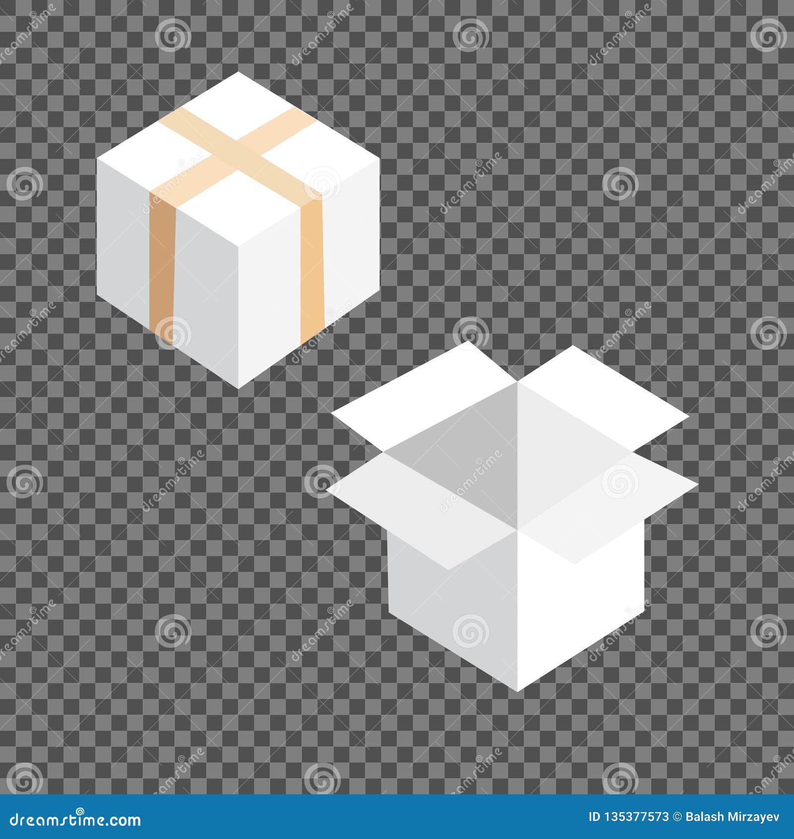 White Square Box Vector Templates Set Isolated on Transparent ...