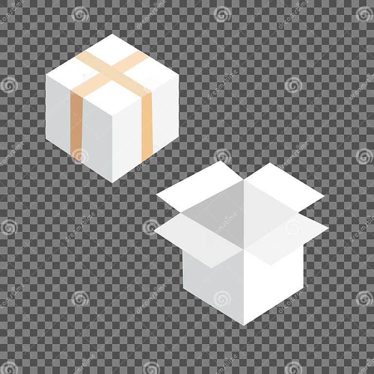 White Square Box Vector Templates Set Isolated on Transparent ...