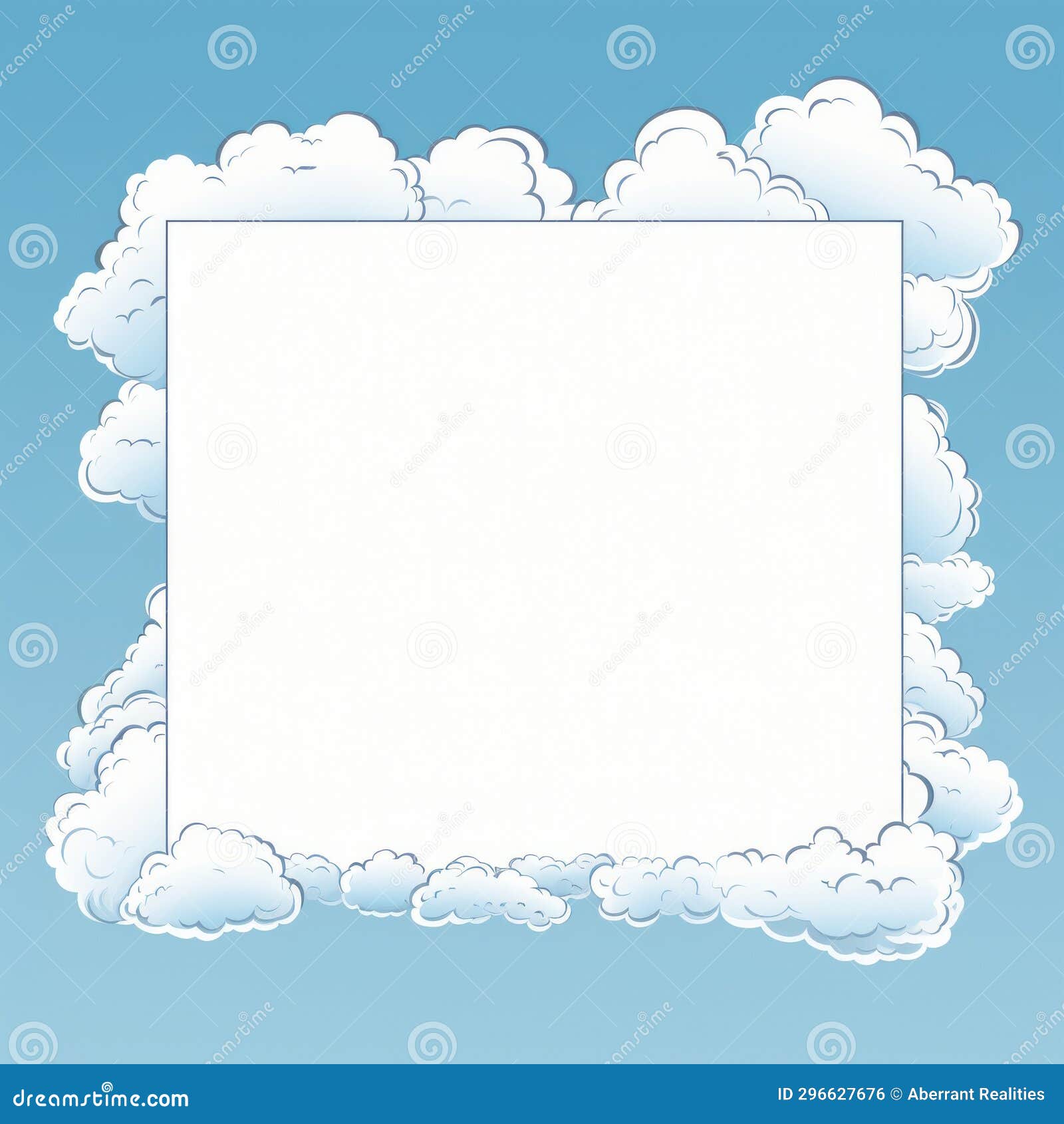 A White Square in the Clouds on a Blue Sky Background Stock ...