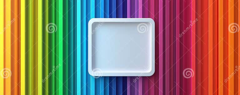 White Square Frame with Rounded Corners on a Colorful Striped ...