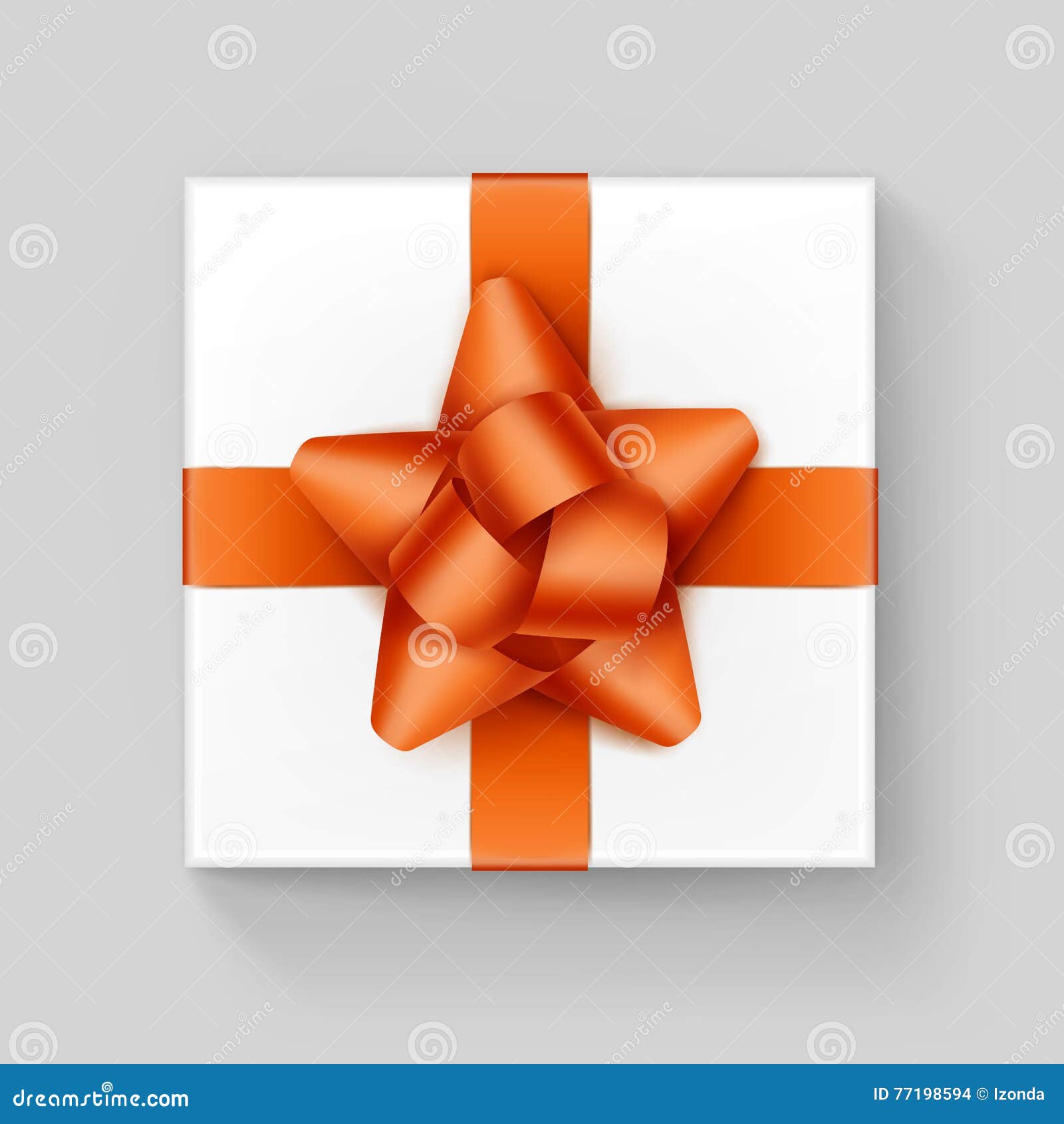 White Square Gift Box with Orange Ribbon Bow Stock Vector ...