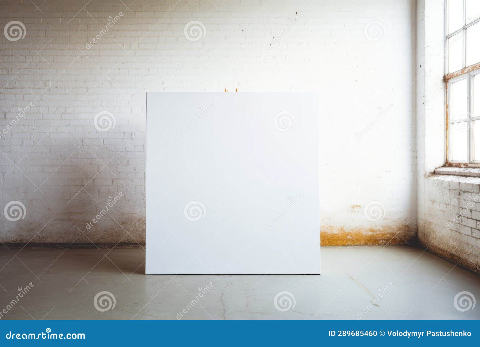 White Square Object is Standing in Room with Brick Wall. Generative AI ...
