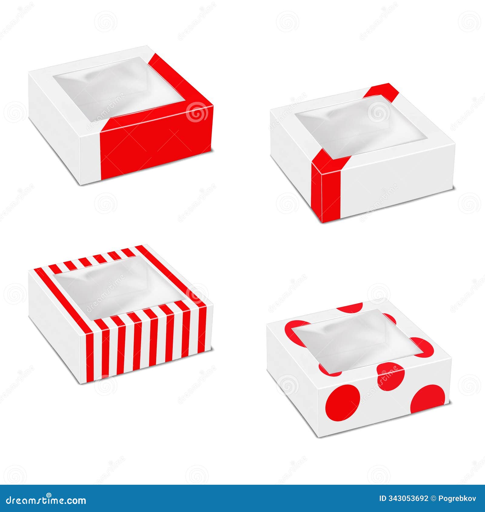 White Square Paperboard Window Box With Various Red Color Design Mock ...