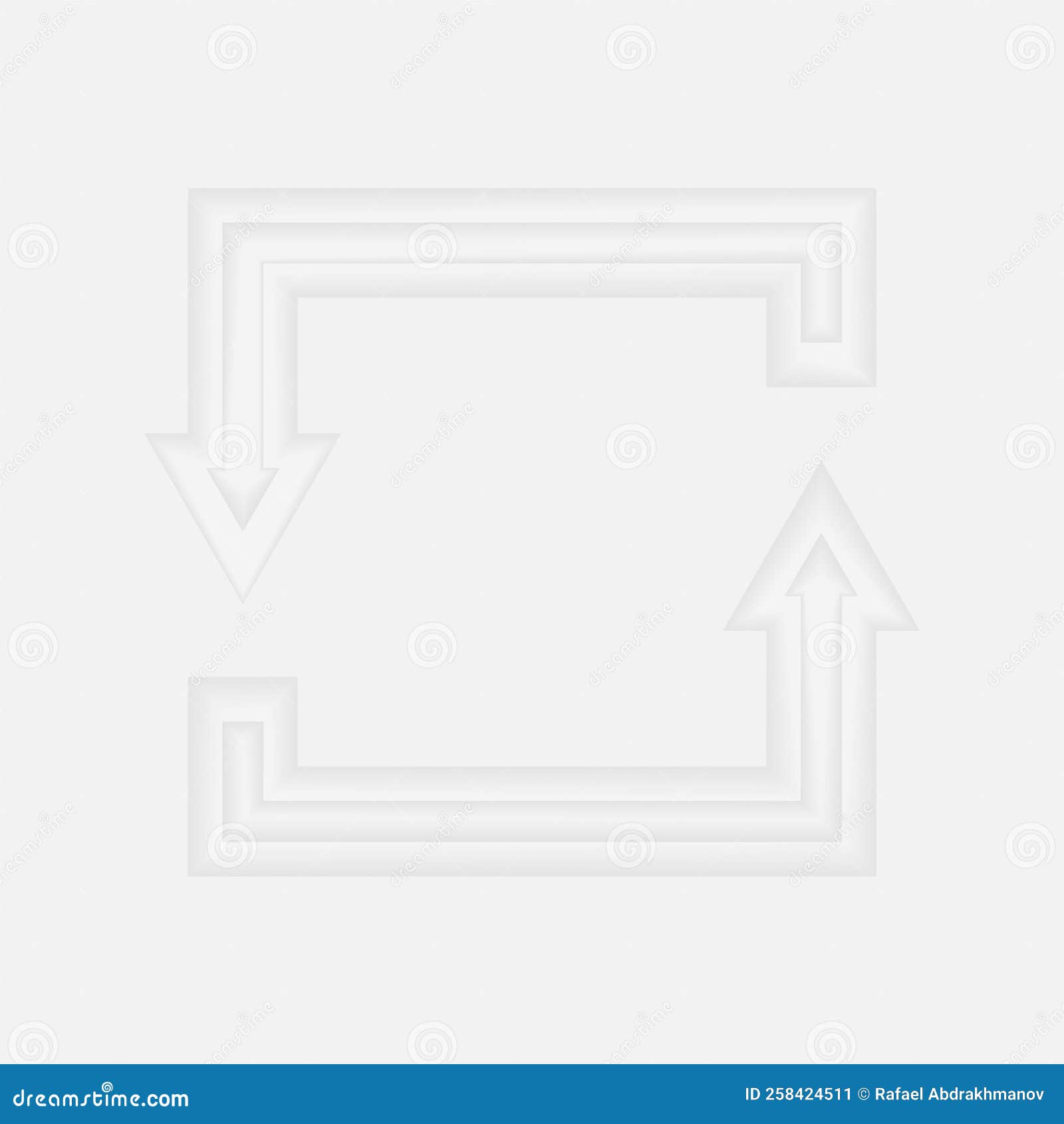 White Square Recycle Arrow Icon. Paper Cut Shadows Effect Vector ...