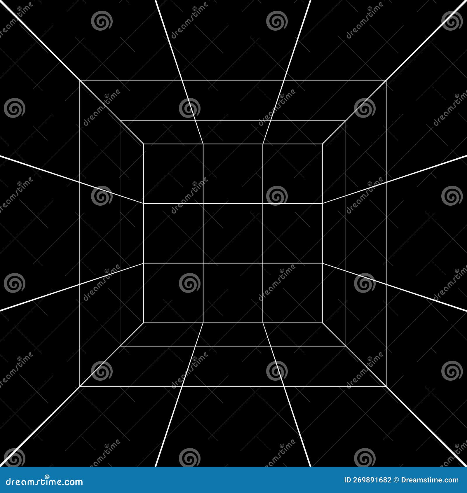 White Square Room, Hallway, Studio Or Portal Wireframe In Perspective ...