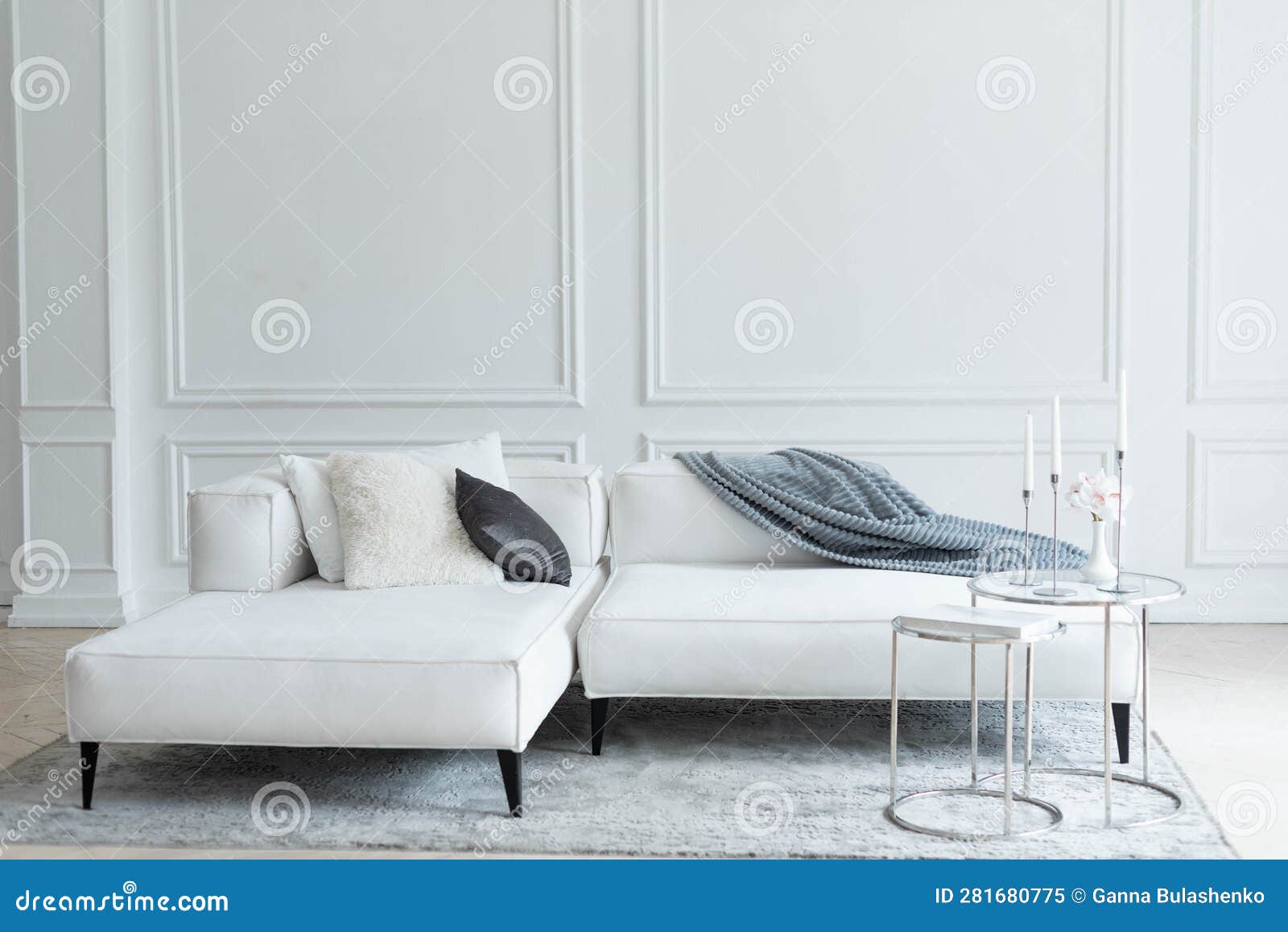 A White Square-shaped Sofa with a Sofa Stock Image - Image of gray ...