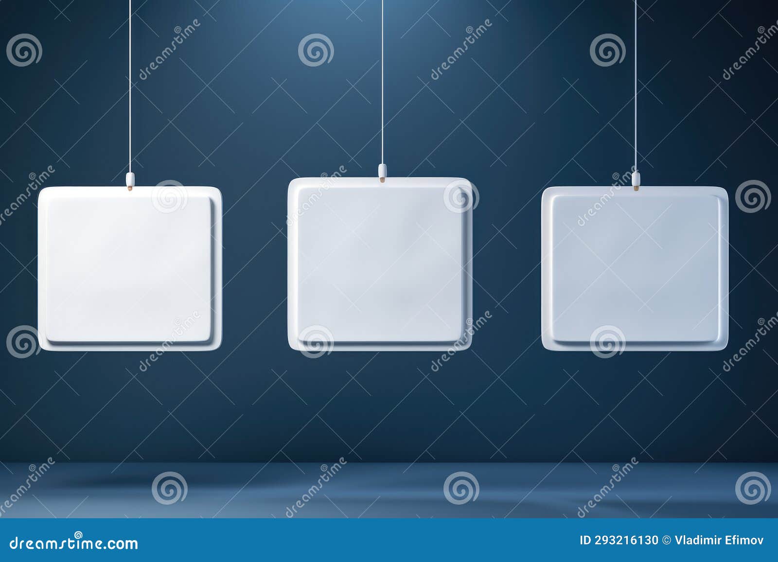 White Square Signs Hanging from Strings Stock Illustration ...
