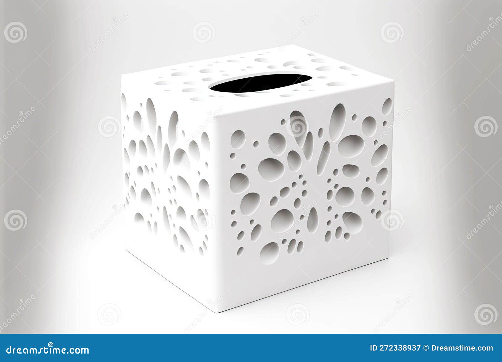 White Square Tissue Box with Pattern of Different Holes on White ...